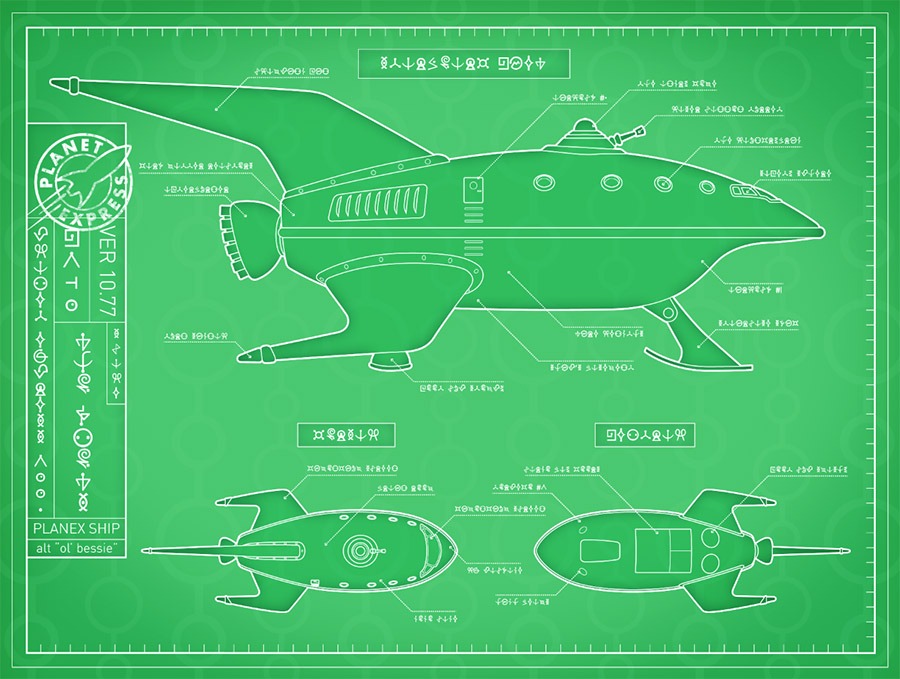 Futurama Ship Blueprint Embroidery | Lord Libidan