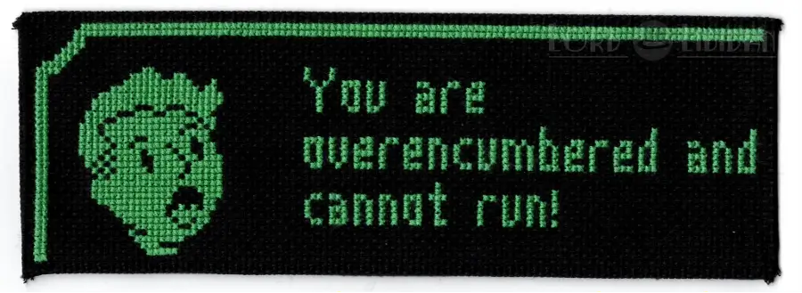 You Are Overencumbered Fallout Cross Stitch by Lord Libidan